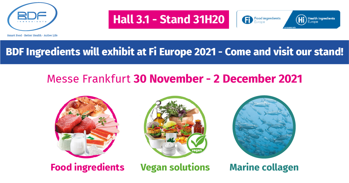BDF Ingredients expondrá en Fi Europe 2021 - BDF Ingredients